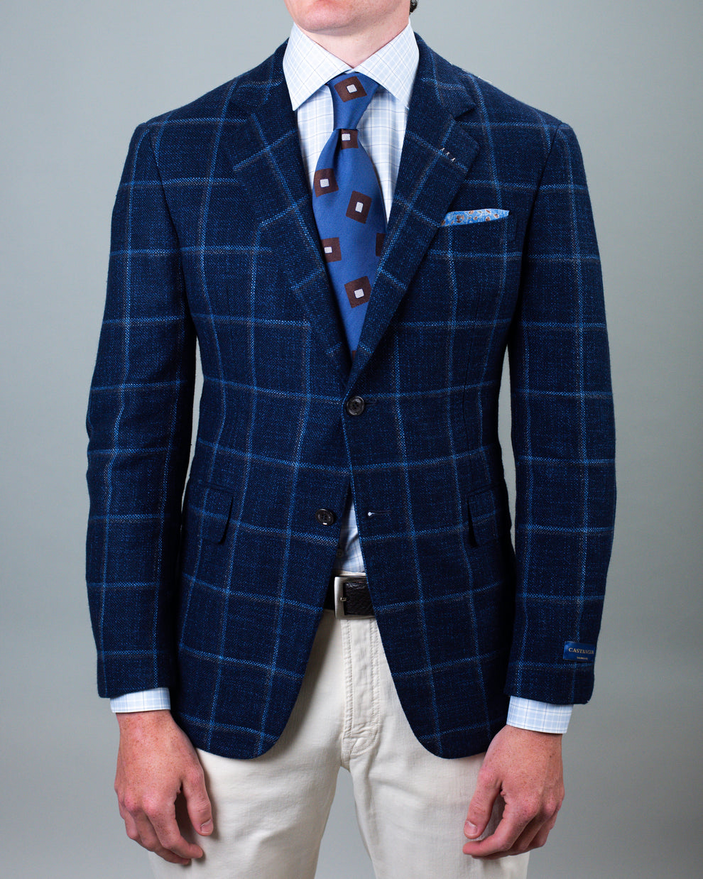 castangia blue windowpane sport coat – khakis of carmel