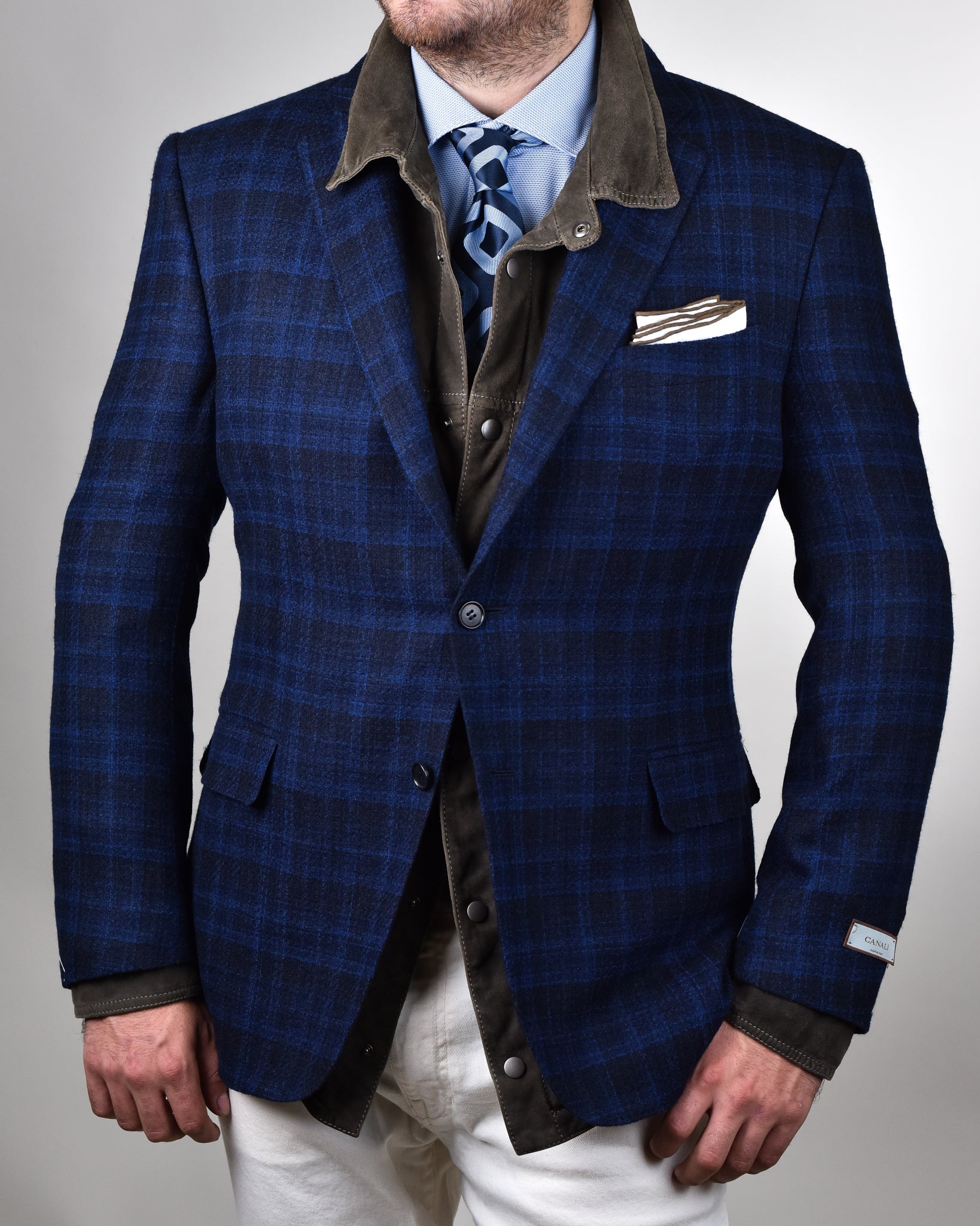 Canali - Navy Blue Checked Sport Coat – Khakis of Carmel